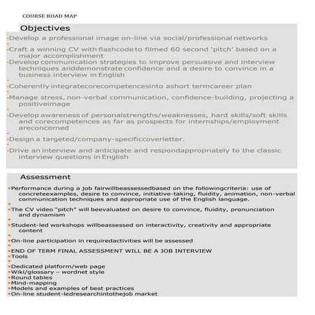 Course road map | DOCX