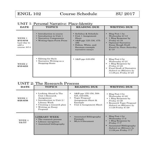 Course schedule | PDF