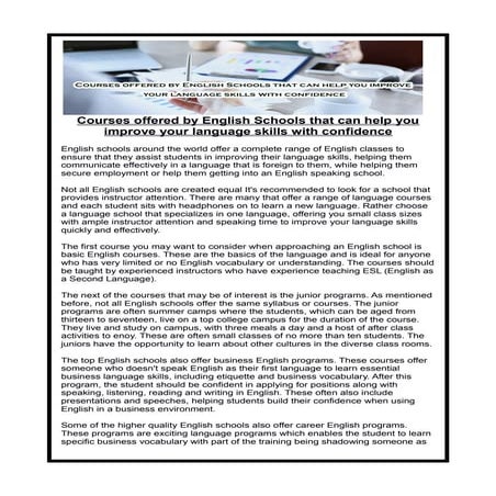 Courses offered by english schools that can help you improve your ...
