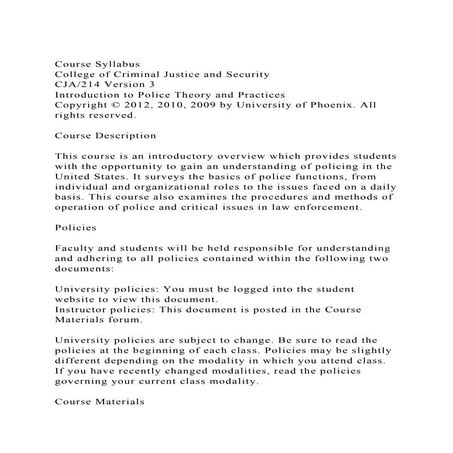 Course SyllabusCollege of Criminal Justice and SecurityCJA214.docx