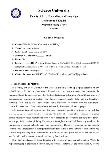 Course syllabus cultural studies | PDF | Homework and Study | Education