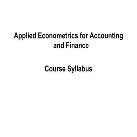 Applied Econometrics note for accounting and finance master program students and teachers | PDF
