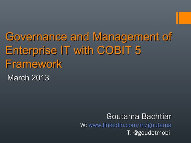 Cobit 2019 Framework By Isaca