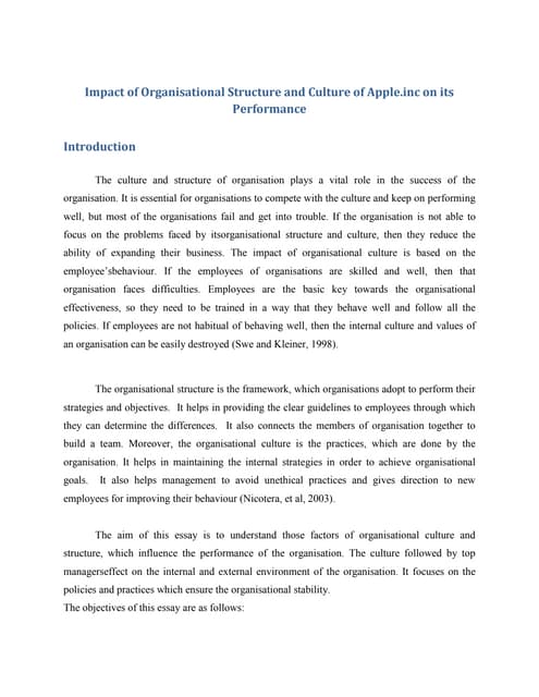 Organizational Structure Analysis Apple Inc. | PPTX