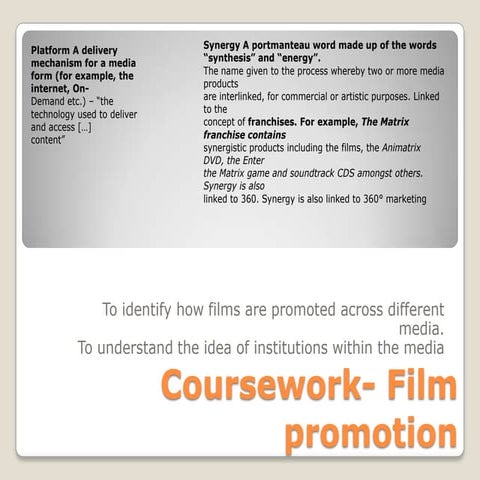 Coursework film promotion lesson 1 | PPTX