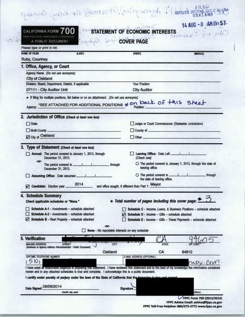 Libby Schaaf FPPC Form 700 | PDF