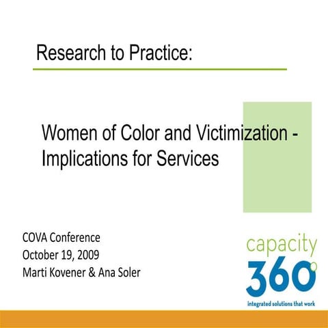 Research to Practice: Women Of Color and Victimization - Implications ...