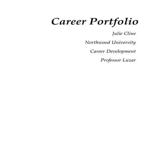 Cover page | DOCX | Career Planning | Careers
