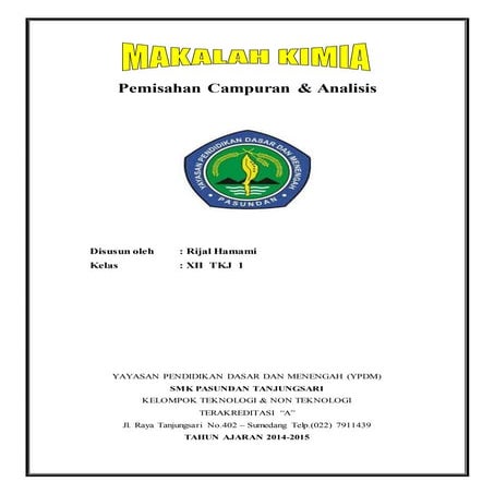 Cover (KIMIA : PEMISAHAN CAMPURAN) | DOCX