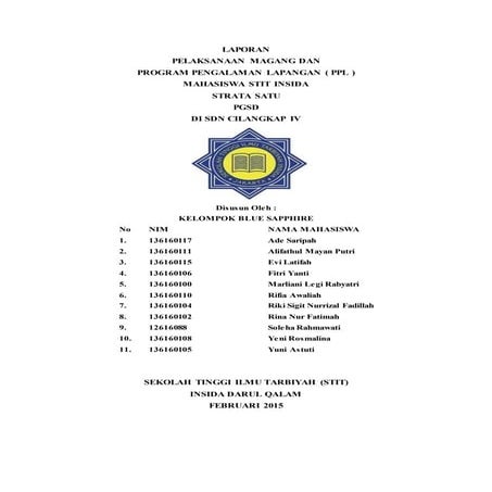 Contoh Cover Laporan PPL (Riki Sigit NF) | DOCX