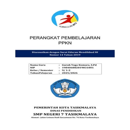COVER perangkat belajar guru ppkn kelas 9 | DOC