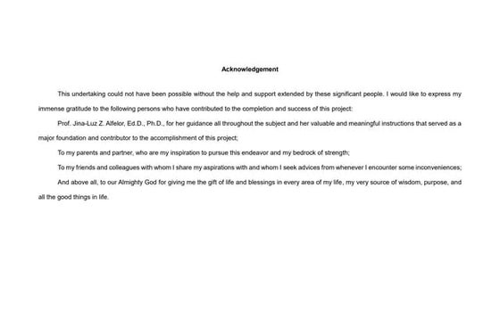 Sample Acknowledgement of Project Report | DOCX