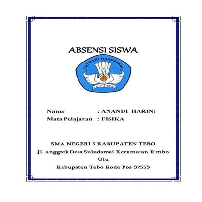 Cover absensi siswa | DOCX