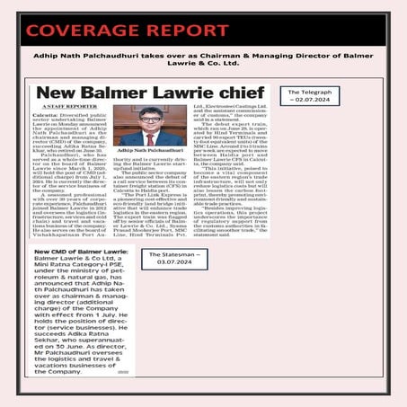 Coverage Report_Appointment of C&MD at Balmer Lawrie & Co. Ltd. | PDF