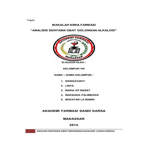 Cover dan dapus alkaloid | DOCX