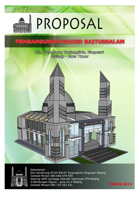 Contoh proposal pembangunan masjid | PDF