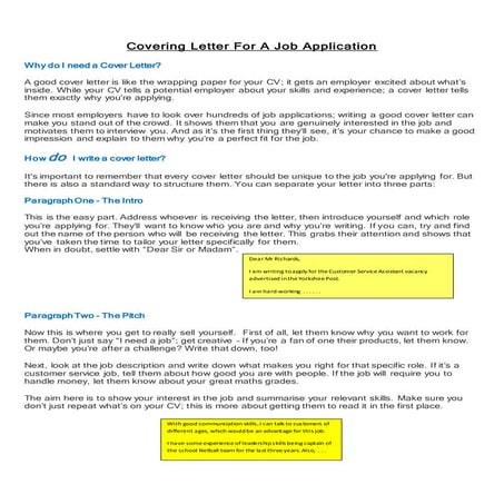 Covering letter for a job application | PDF