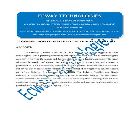 Covering points of interest with mobile sensors | DOC | Technology ...