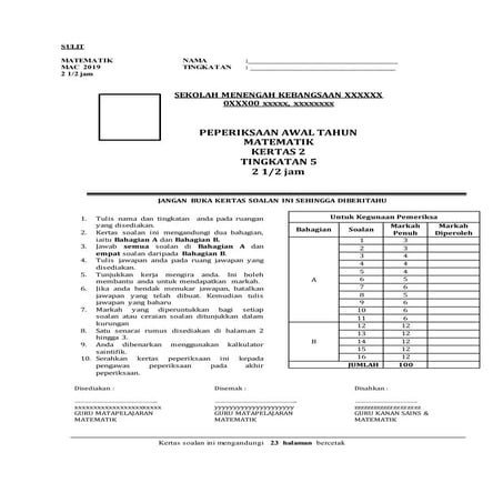 Cover kertas 2 matematik | DOCX