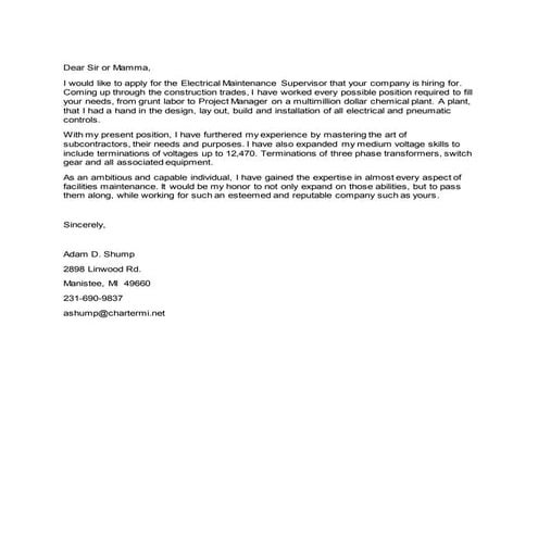 Adam Shump Cover letter | DOCX