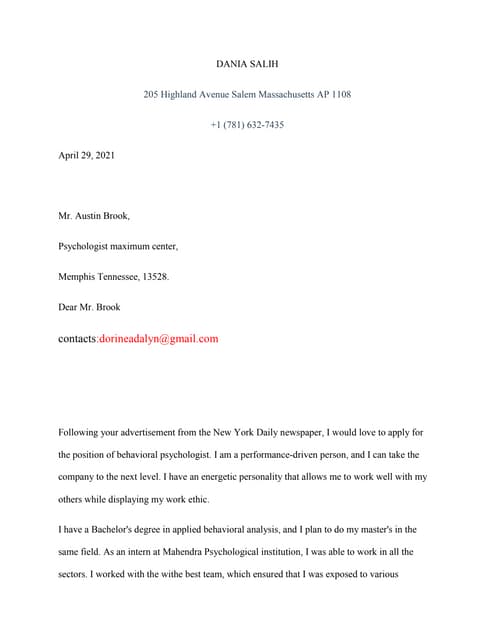 Jassey Jane Cover letter sample | PDF