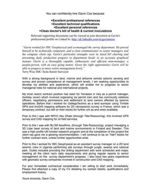 CV Gavin Cox Seismic | PDF