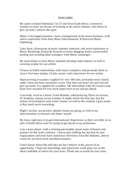 Daniel Reference Letter - Universal Music Publishing | PDF