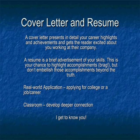 Cover letter and resume | PPT