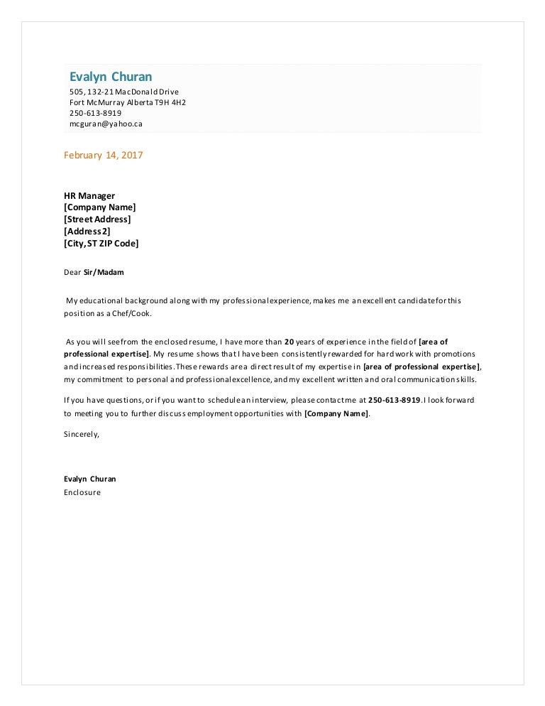 Cover Letter Names