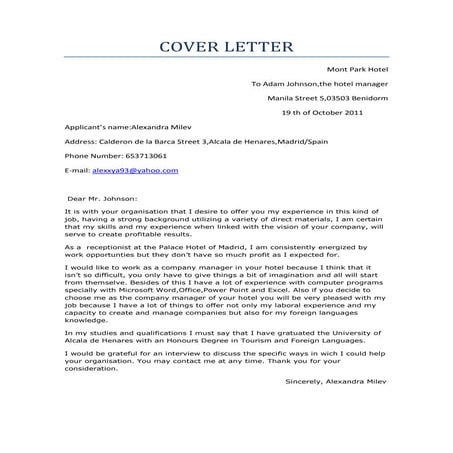 Cover letter ingles | PDF