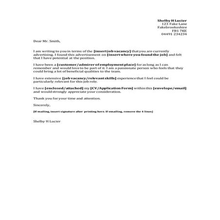 Cover letter template | DOCX | Email | Internet