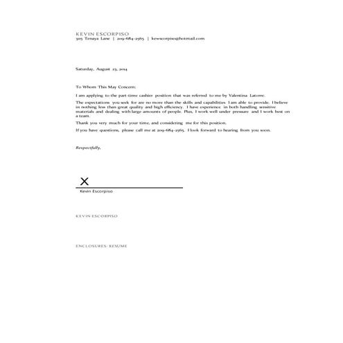 Cover letter with enclosures | DOCX