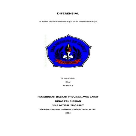 Contoh cover makalah untuk pengajuan tugas | DOCX