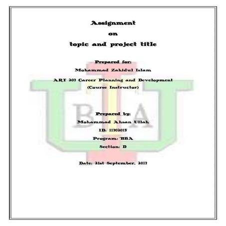 Cover page of an Assignment | DOCX