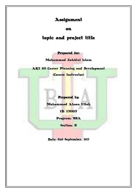 Cover page of assignment | PDF