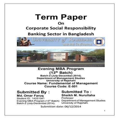 Cover page csr | DOCX | Business | Business and Finance