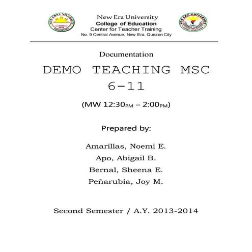 Cover page of documentation in demo teaching msc6 of nw1 (amarillas ...