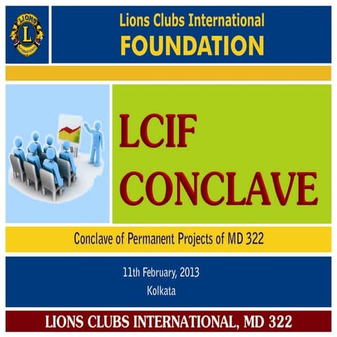 Cover page of lcif conclave of permanent projects, md 322 | PPT