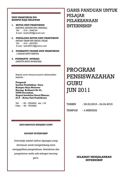 1. cover garis panduan pelaksanaan internship pelajar | PDF