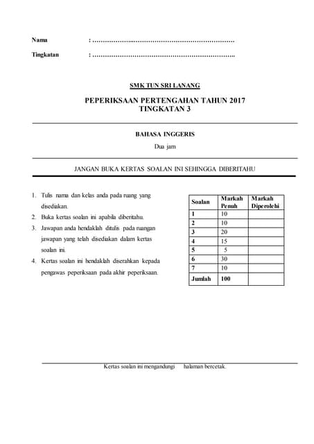 Muka depan soalan | PDF