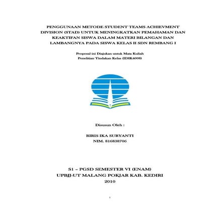 Contoh sistematika proposal ptk ut | DOCX