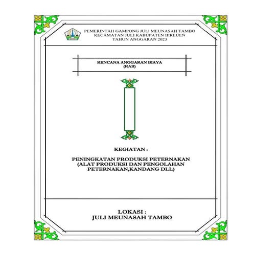 CONTOH COVER RENCANA ANGGARAN BIAYA (RAB) | PDF