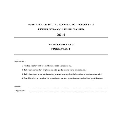 Cover soalan | DOCX