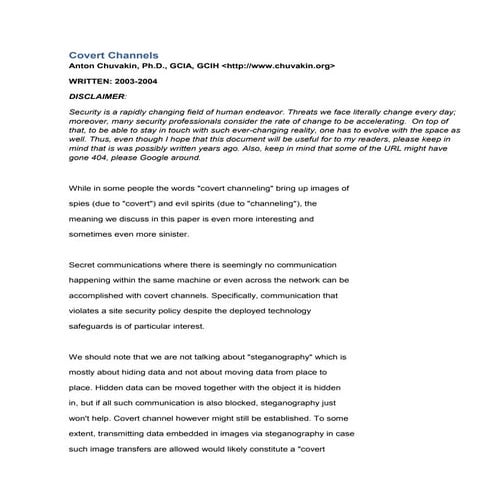 Covert Channels | DOCX
