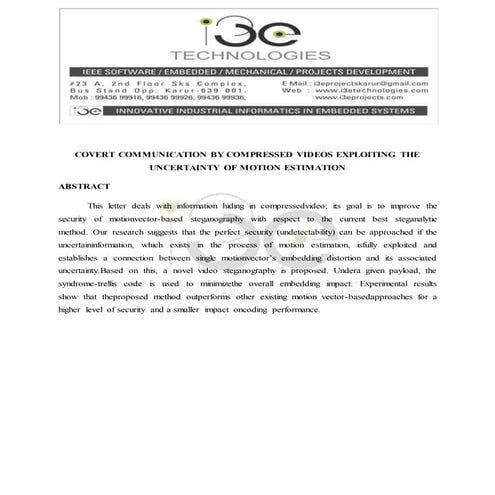 Covert communication by compressed videos exploiting the uncertainty of motion estimation | PDF