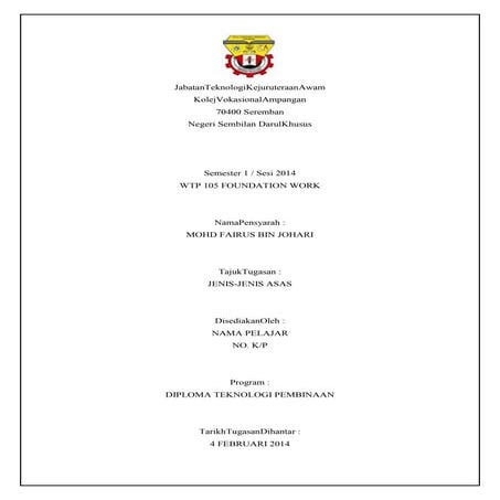 Cover tugasan | DOCX