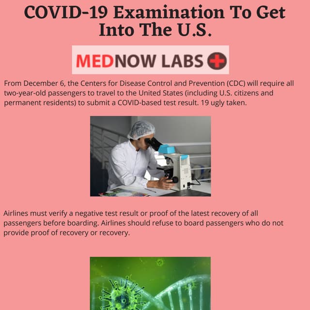 Covid 19 examination to get into the u.s | PDF