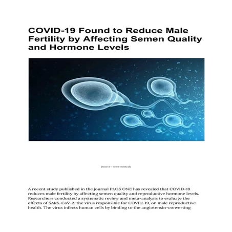 COVID-19 Found to Reduce Male Fertility by Affecting Semen Quality and ...
