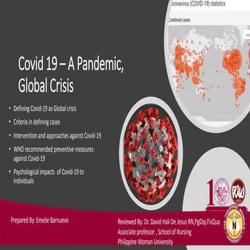 Covid 19 pandemic , global crisis | PPTX