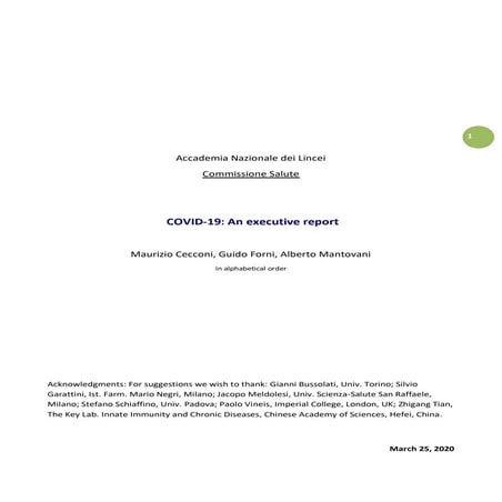 Covid 19 report commissione salute Lincei | PDF